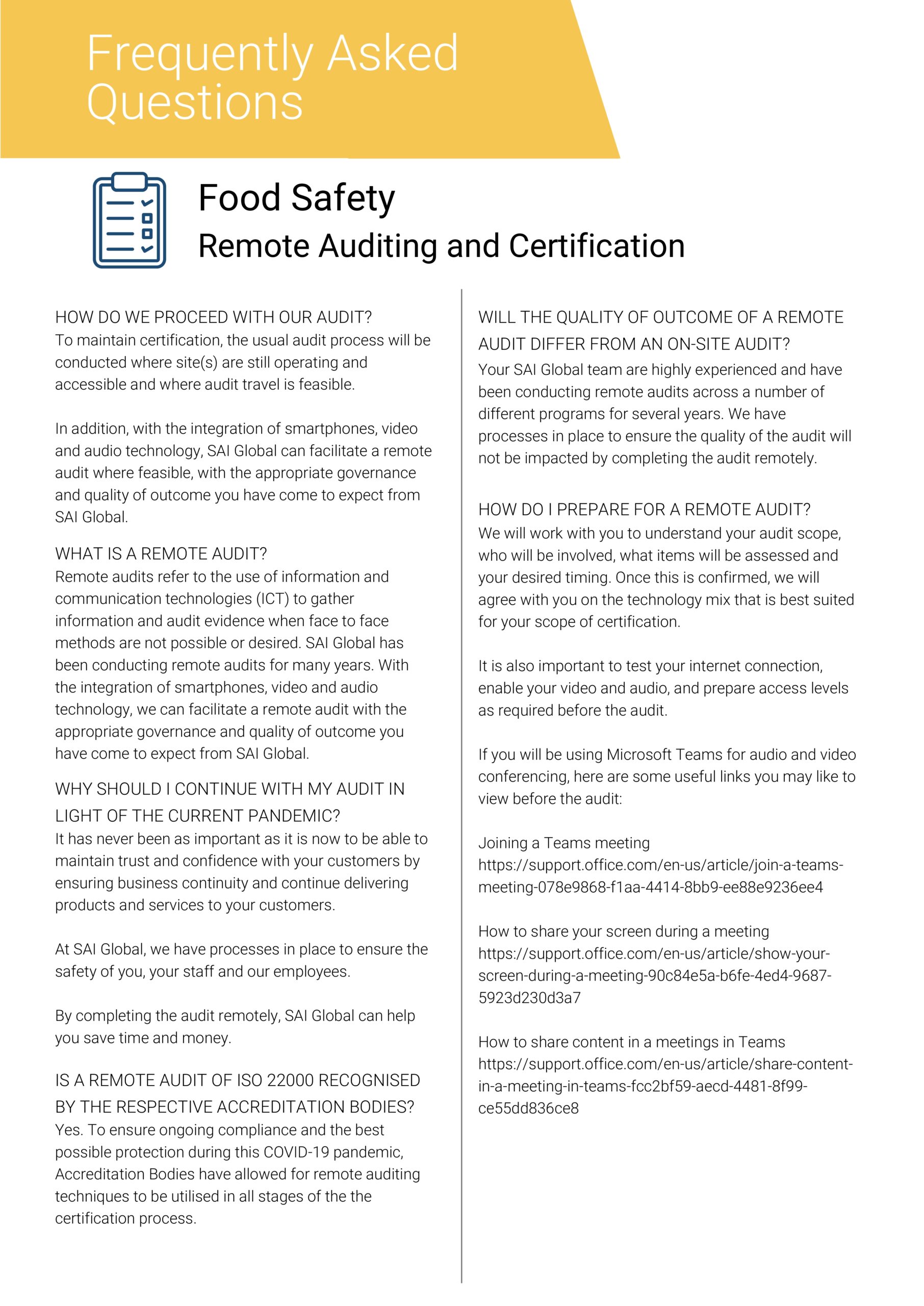 Remote Food Auditing Processes In Australia | Intertek SAI Global Australia