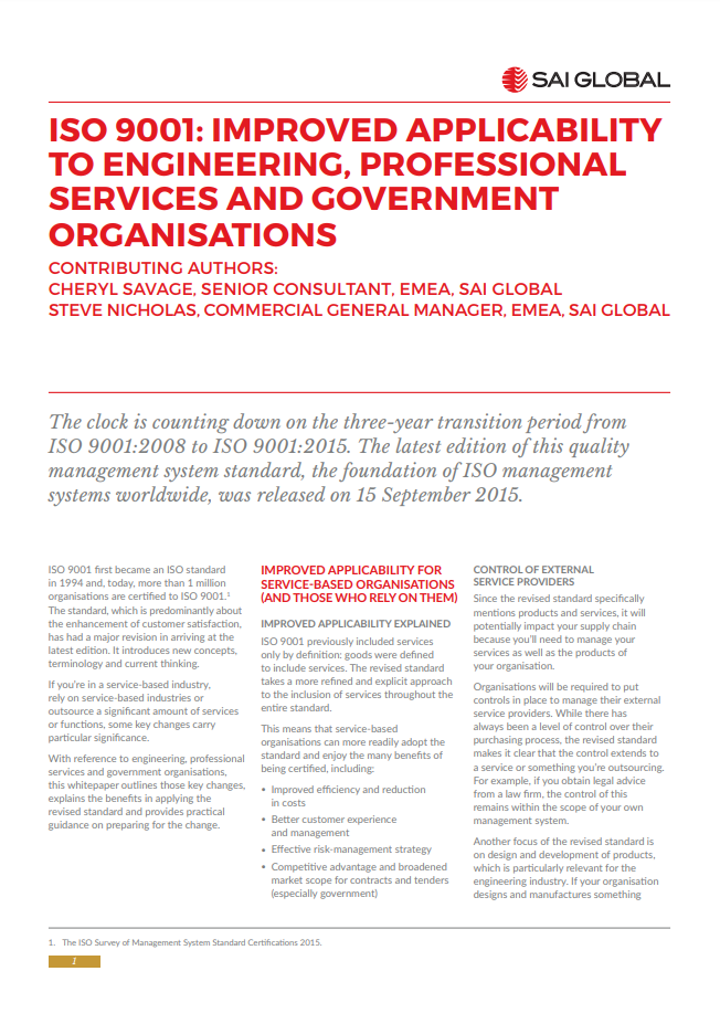 ISO 9001: Improved Applicability To Engineering, Professional Services ...