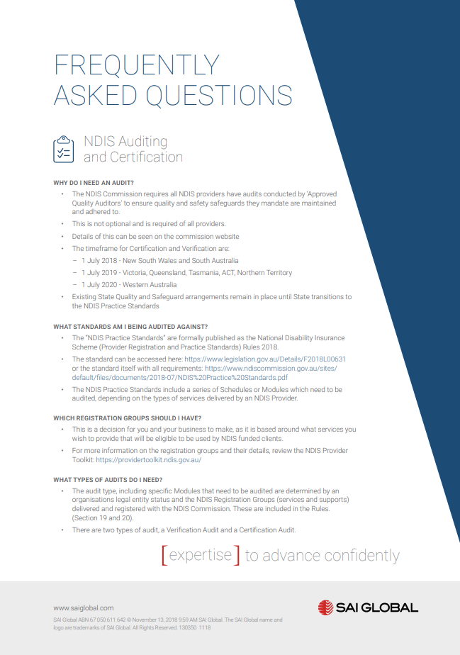 NDIS Frequently Asked Questions | Intertek SAI Global Australia NDIS Frequently Asked Questions | Intertek SAI Global Australia