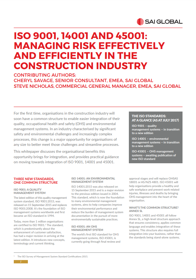 ISO 9001, 14001 And 45001: Managing Risk Effectively And Efficiently In ...